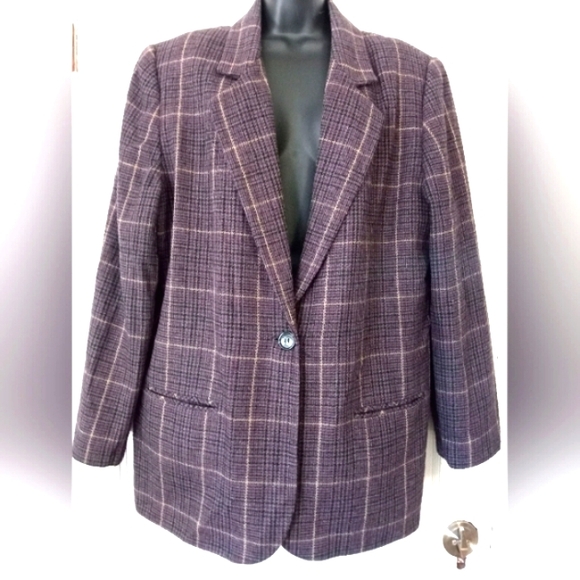 Sag Harbor | Jackets & Coats | Sag Harbor Womens 6 Purple Black Plaid ...